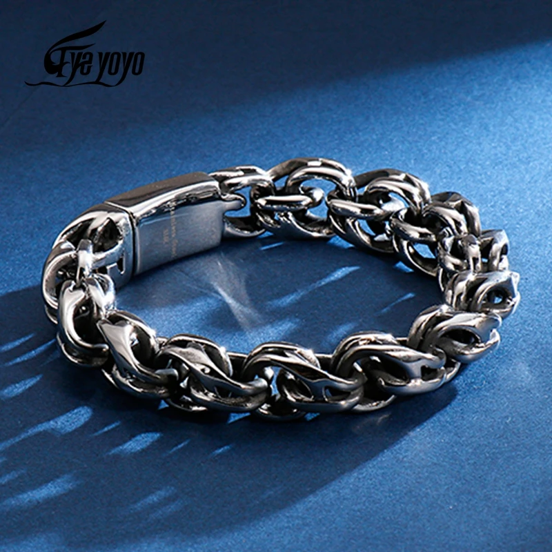 Twisted Link Chain Men Bracelet Mens 9 Inches Stainless Steel Hand ...