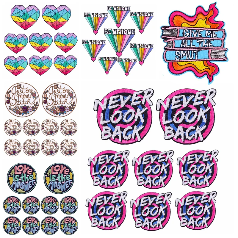 10PCS-Cartoon-Letter-Embroidery-Patch-Letter-Slogan-Patch-Jacket-Sew ...