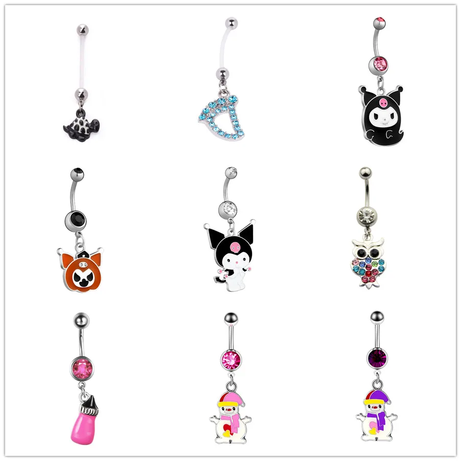 Sexy-Cartoon-Cute-Kitty-Ghost-Turtle-Angle-Belly-Button-Rings-Smowman ...