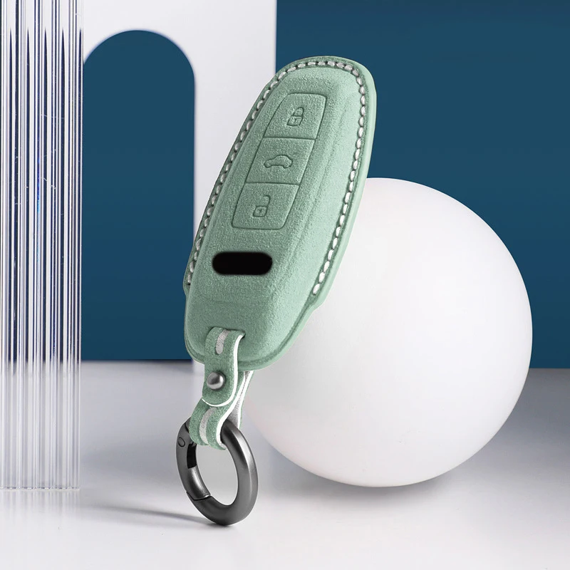 Suede-Wrap-Car-Remote-Key-Case-Cover-Fob-Shell-For-Audi-Q8-RSQ8-A6-C8 ...