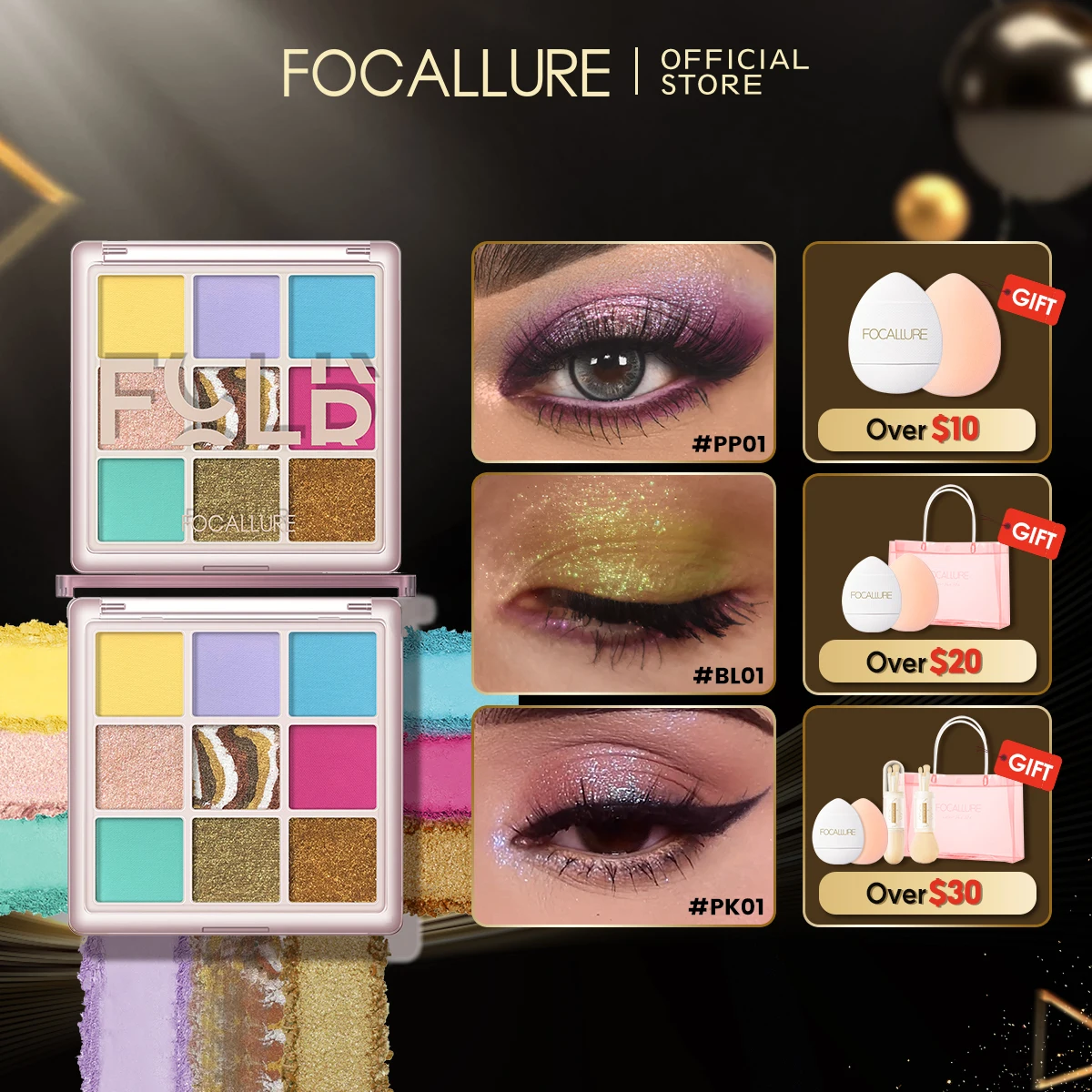 FOCALLURE-9-Colors-Diamond-Eyeshadow-Palette-Long-lasting-Pearlescent ...