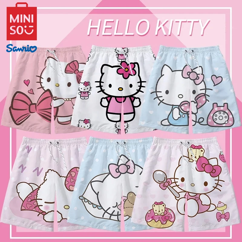 MINISO-Sanrio-Summer-Beach-Shorts-Hello-Kitty-Cute-Casual-Versatile ...
