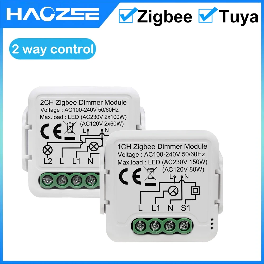 Tuya Smart ZigBee Dimmer Switch Module 1/2 Gang Dimmable Light Switch APP Remote Control Work ...