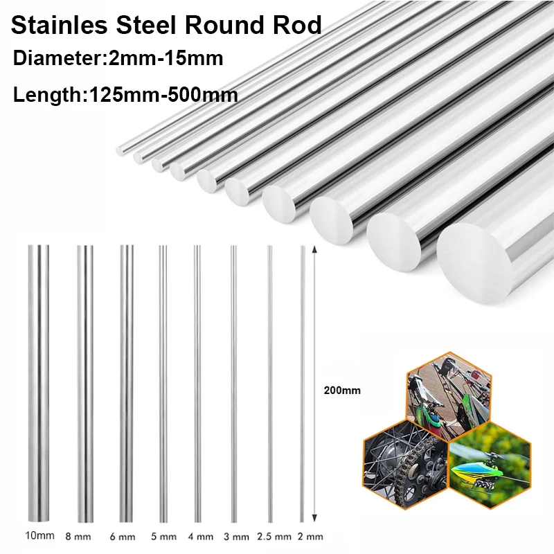 1-5pcs-304-Stainless-Steel-Rod-Diameter-2mm-14mm-Linear-Shaft-Round-Rod ...