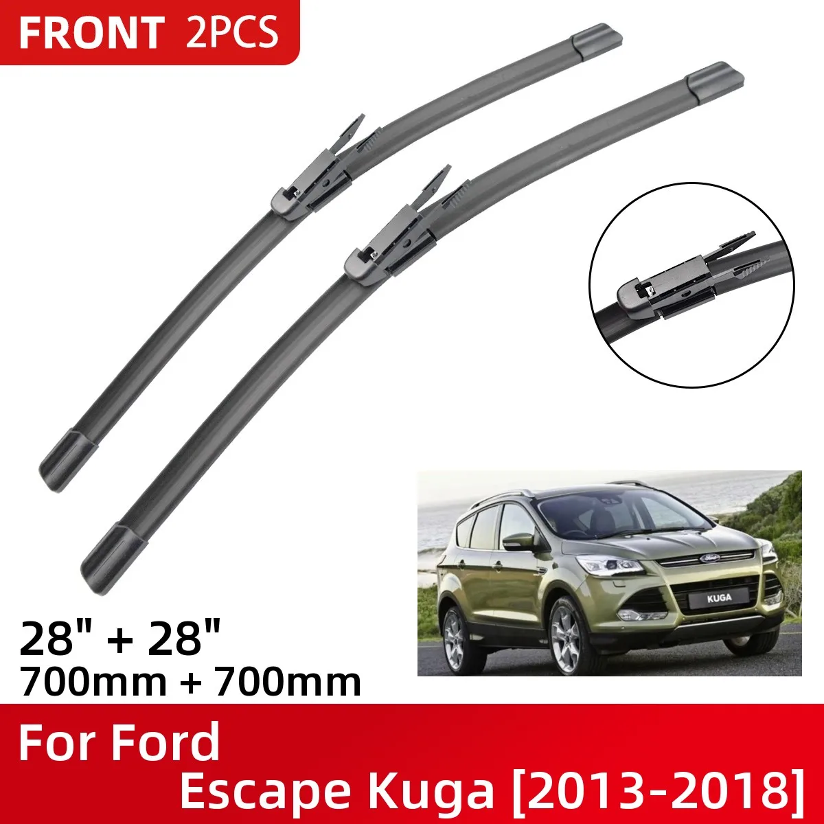 Front Wiper Blades For Ford Escape Kuga 2013-2018 Windshield Windscreen ...