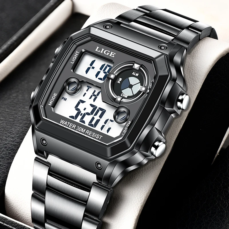 LIGE-Fashion-Square-Watch-Men-Casual-Creative-Analog-Digital-Watch-Men ...