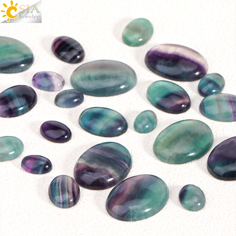 Fluorite-Oval-Natural-Gem-Stone-Flat-Cabochon-Crystals-Beads-Flatbacks ...