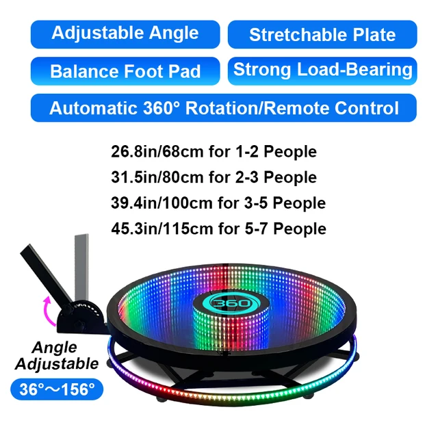 Business LED Glass spin 360 Photo Booth Video Rotating Machine Selfie ...