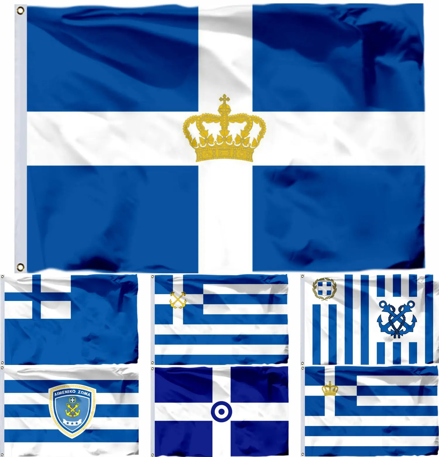 Greece-Naval-Ensign-Kingdom-Flag-3X5FT-Military-90X150CM-Hellenic-Coast ...