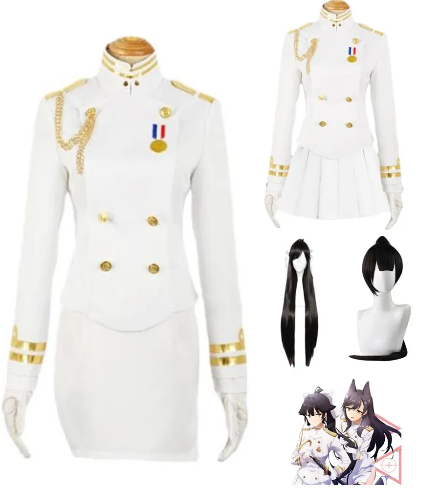 Anime Game Azur Lane IJN Takao Atago Cosplay Costume White Pleated ...
