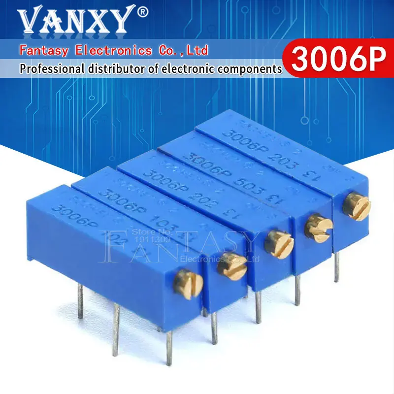 10PCS 3006P 100 ohm ~ 500K ohm Trimmer Potentiometer fdkjgecf Resistor ...