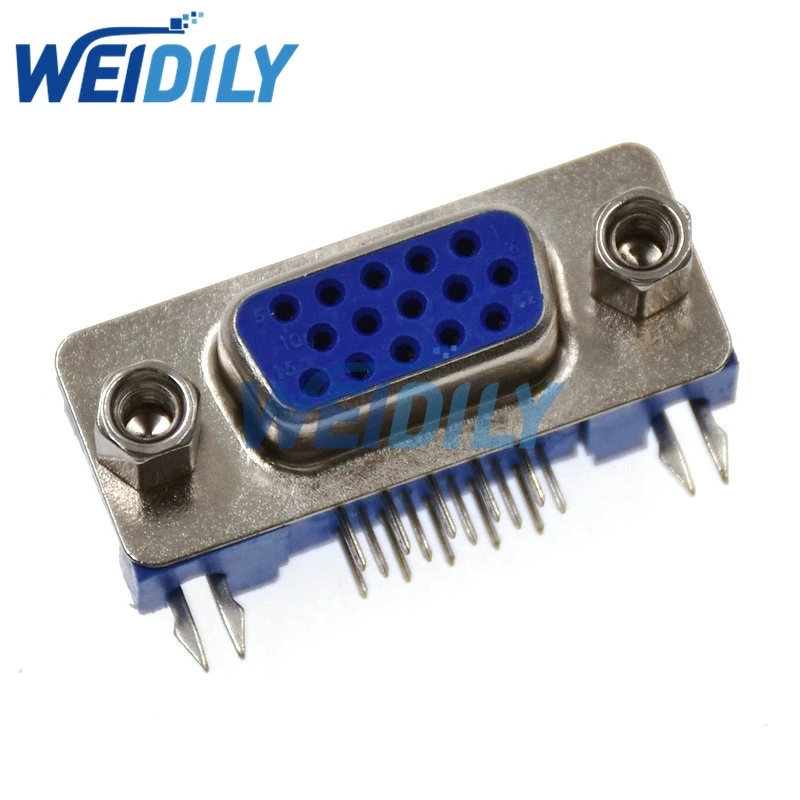 5PCS DB15 DR15 3Rows Blue Parallel Port 15 Pin D Sub Female 15 Way PCB ...