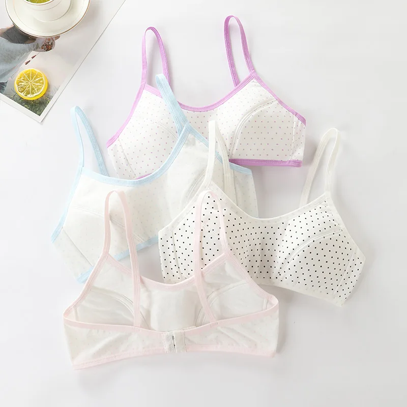4 Pcs/Lot Girls Brassiere Underwear Cotton Kids Bra Dot Design ...