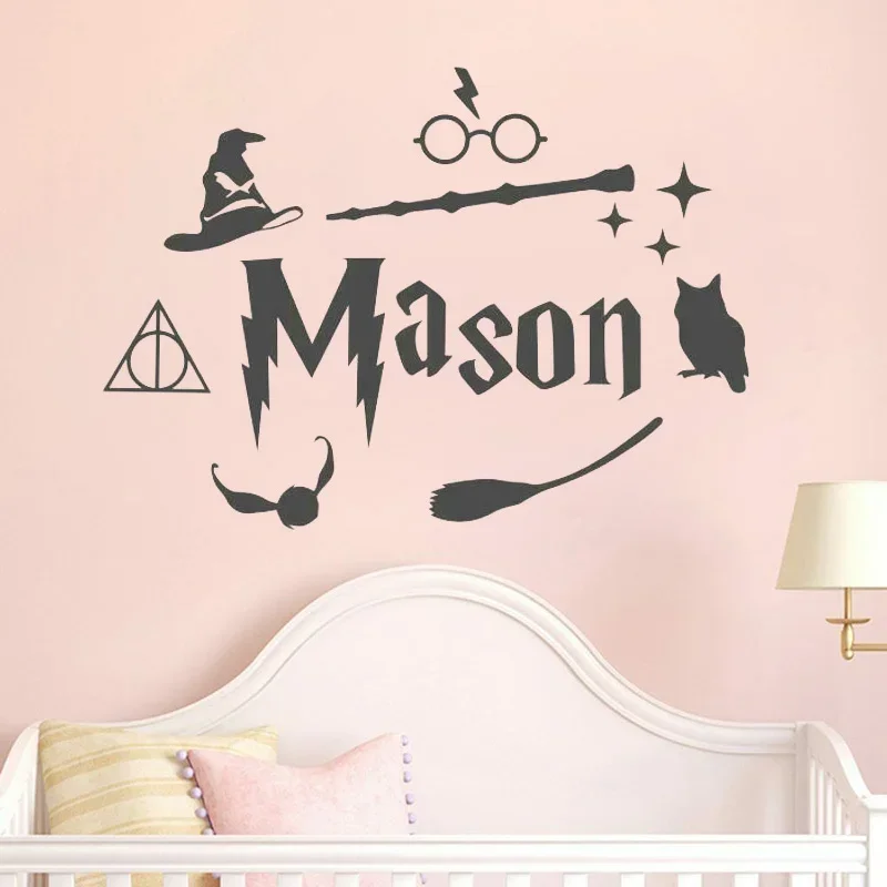 Fashion Custom Glasses Magic Wand Wall Stickers Kids custom name ...
