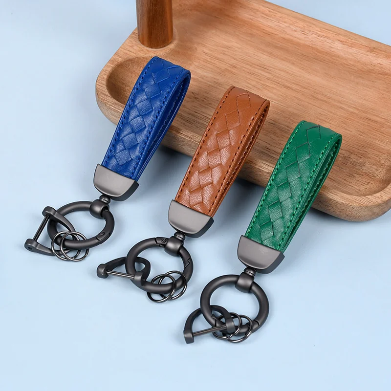 Luxury-Soft-Leather-Lanyard-Keychain-Men-Women-Gift-Gunblack-Metal ...