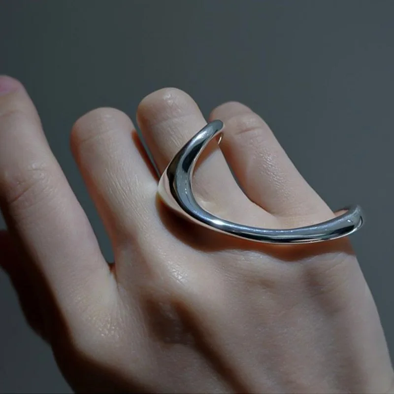 New Fashion 925 Silver Open Finger Ring Polished 2 Fingers 1 Size Punk ...