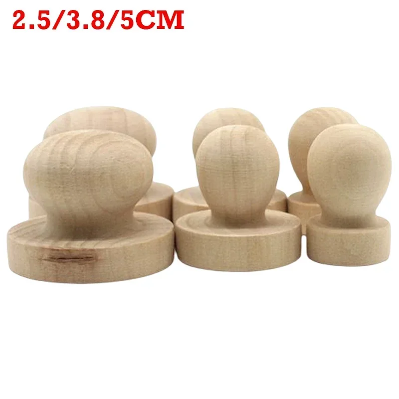 DIY-Solid-Wood-Round-Handle-Wooden-Seal-Laser-Engraving-Material-Rubber ...