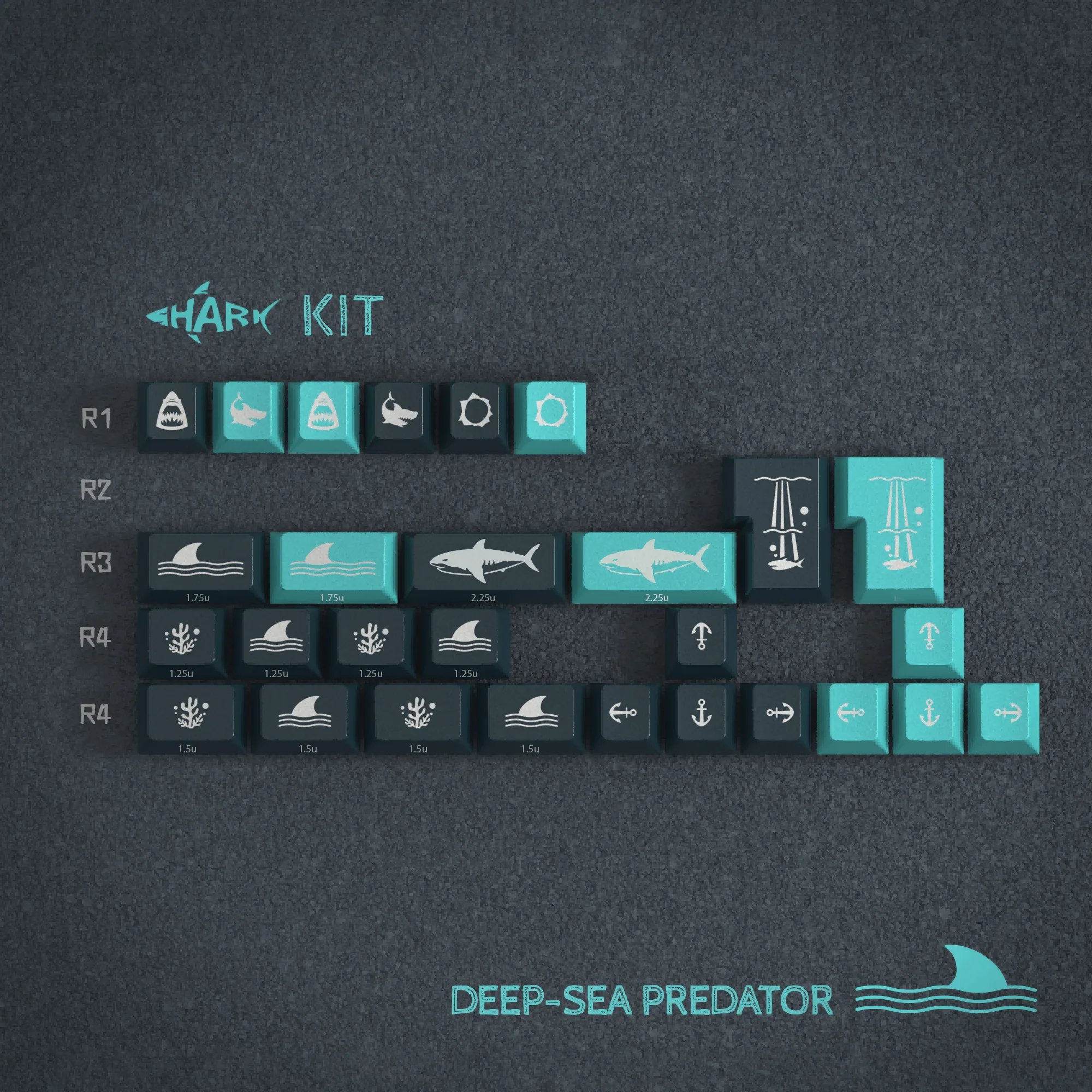 [Child Kits] PBTfans Deep Sea Predator Keycaps Numpad/Alphas/40s ...