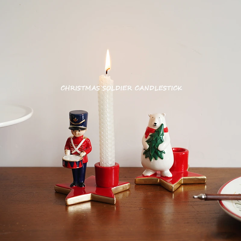 Christmas-Decoration-Candlestick-Hand-painted-Soldier-Christmas-Snowman ...