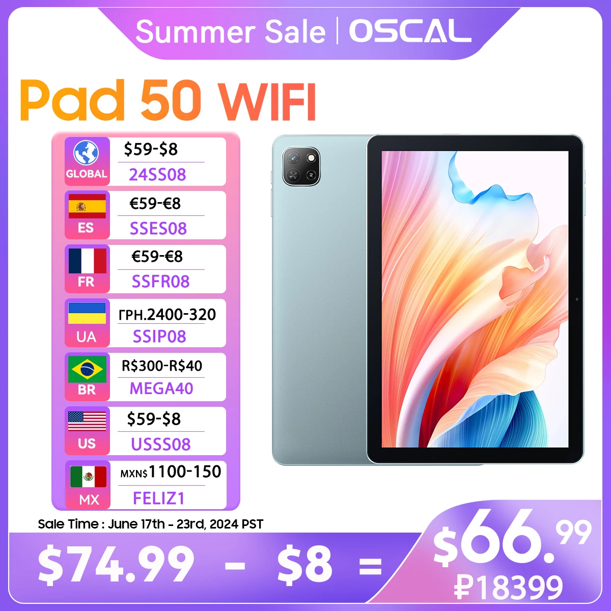 OSCAL-Pad-50-WIFI-Tablet-PC-10-1-HD-Display-6GB-64GB-5100mAh-A133P-Quad ...