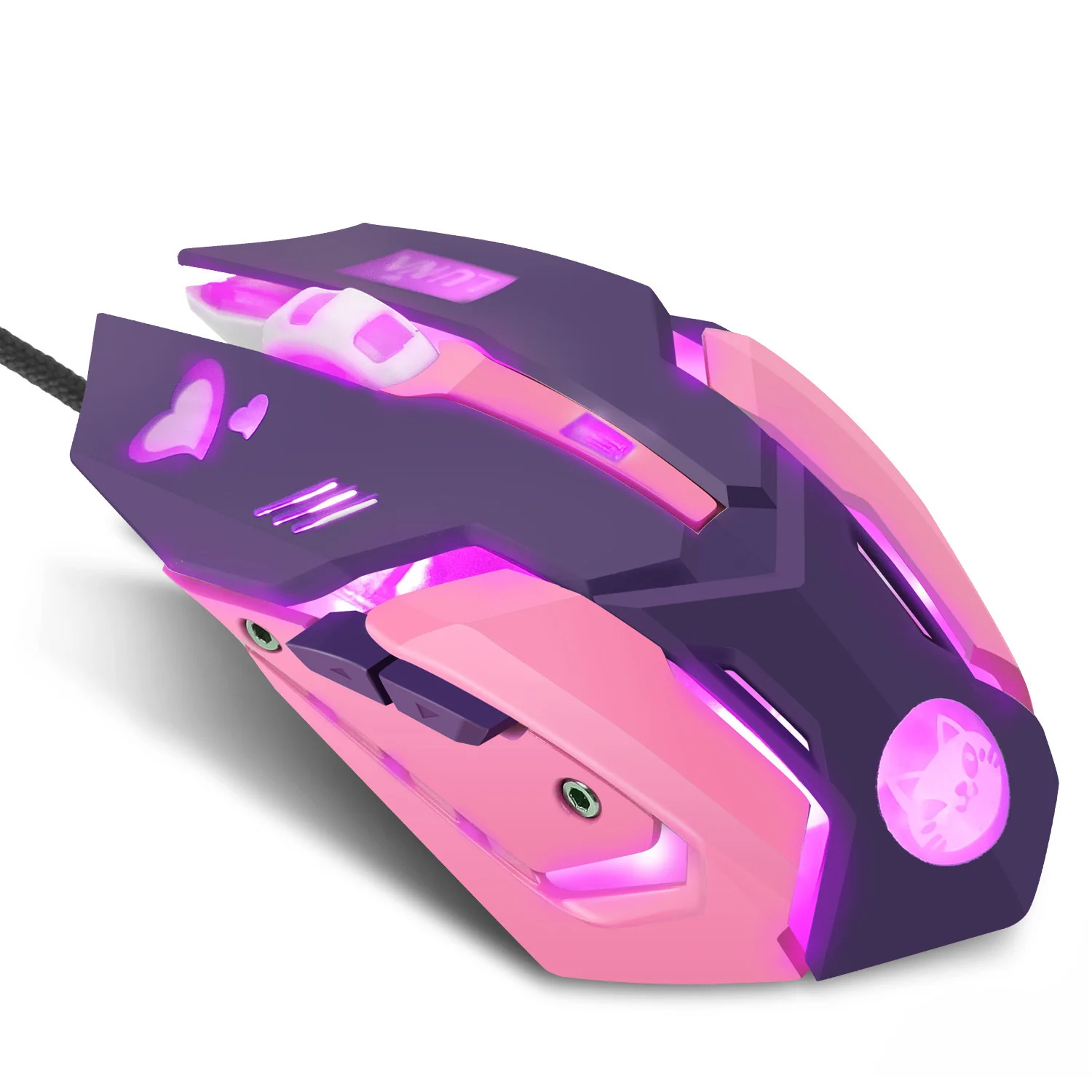 Silent-Pink-Light-Purple-Glow-Anime-Cute-Computer-Mouse-Wired ...