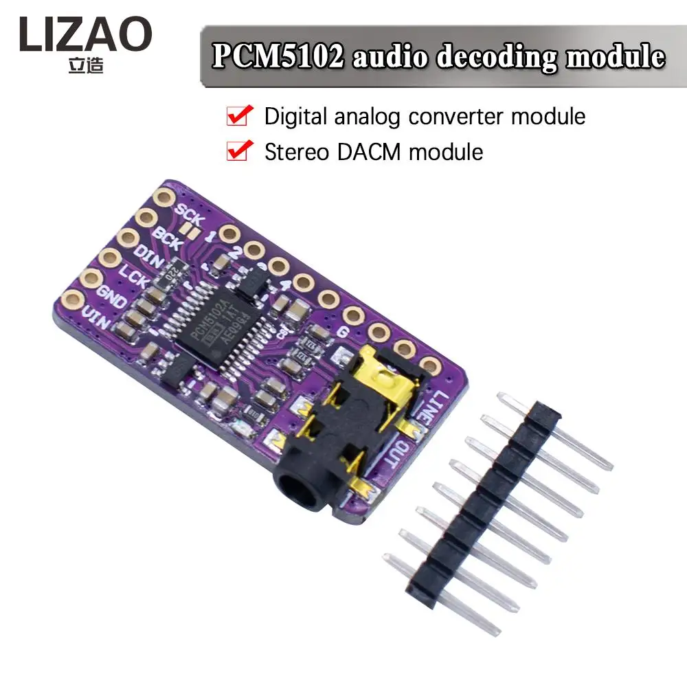 Interface I2S PCM5102A DAC Decoder GY-PCM5102 I2S Player Module For Raspberry Pi pHAT Format ...
