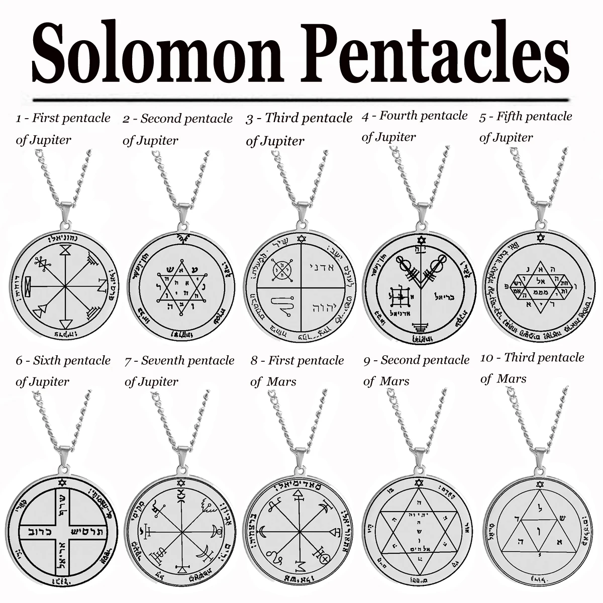 Silver-Color-44-Solomon-Pentacles-Seal-of-Jupiter-Mars-Mercury-Moon ...