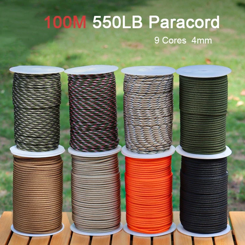 100M-Paracord-4mm-550lb-Lanyard-Rope-Outdoor-Camping-Hiking-Equipment ...