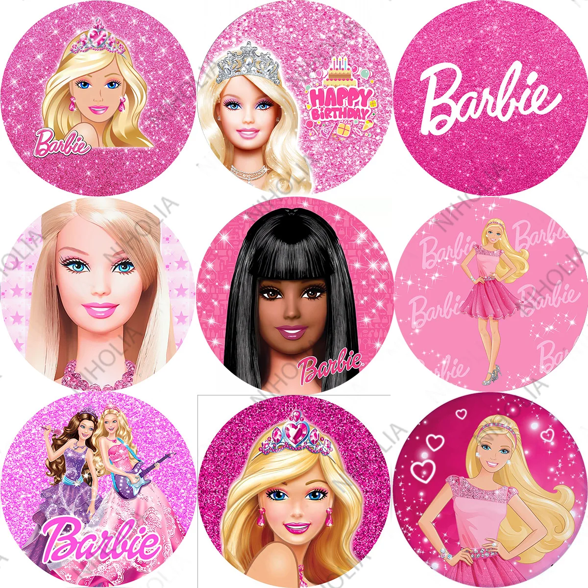 Barbie-c-rculo-capa-festa-foto-pano-de-fundo-para-meninas-redonda ...