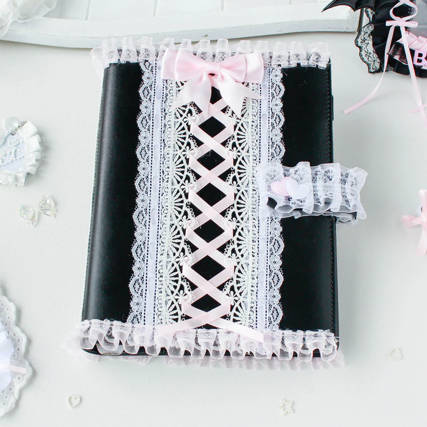 Kpop-Cards-Binder-A5-Pink-Ribbon-Lace-Handmade-Idol-Booklet-Ring-Binder ...