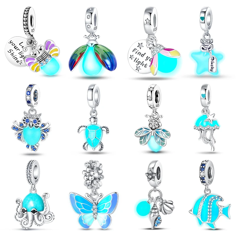 Hot-Sale-925-Silver-Glow-in-the-dark-Firefly-Honeybee-Star-Charms-Beads ...