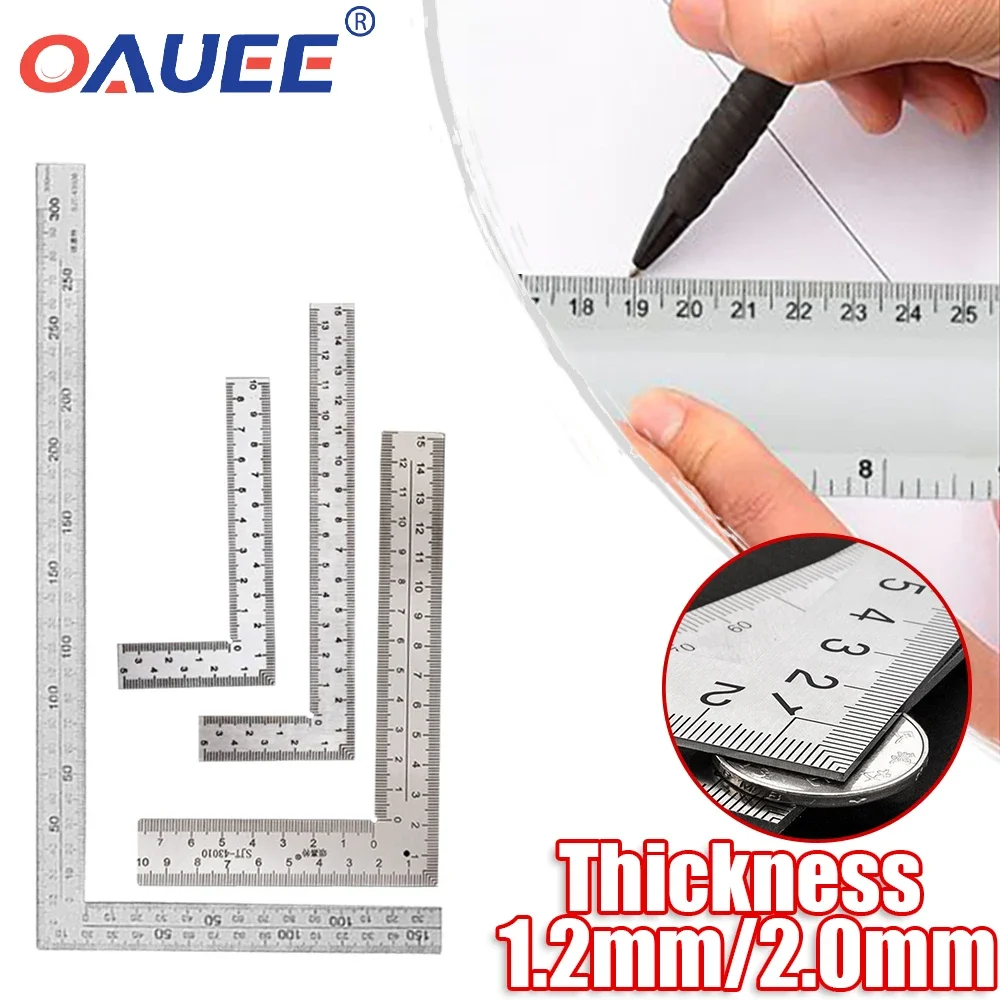L-shaped-Ruler-90-Degree-Right-Angle-Ruler-Metal-Steel-Square-Set ...