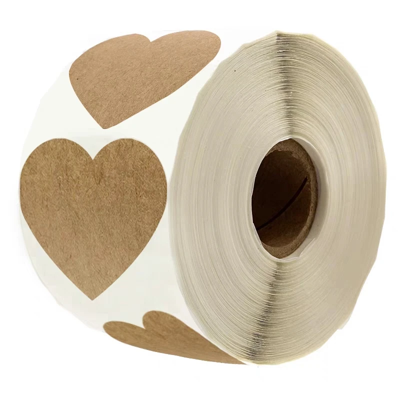 Kraft-Paper-Love-Heart-Shaped-Sticker-25mm-38mm-Seal-Labels-Stationery ...