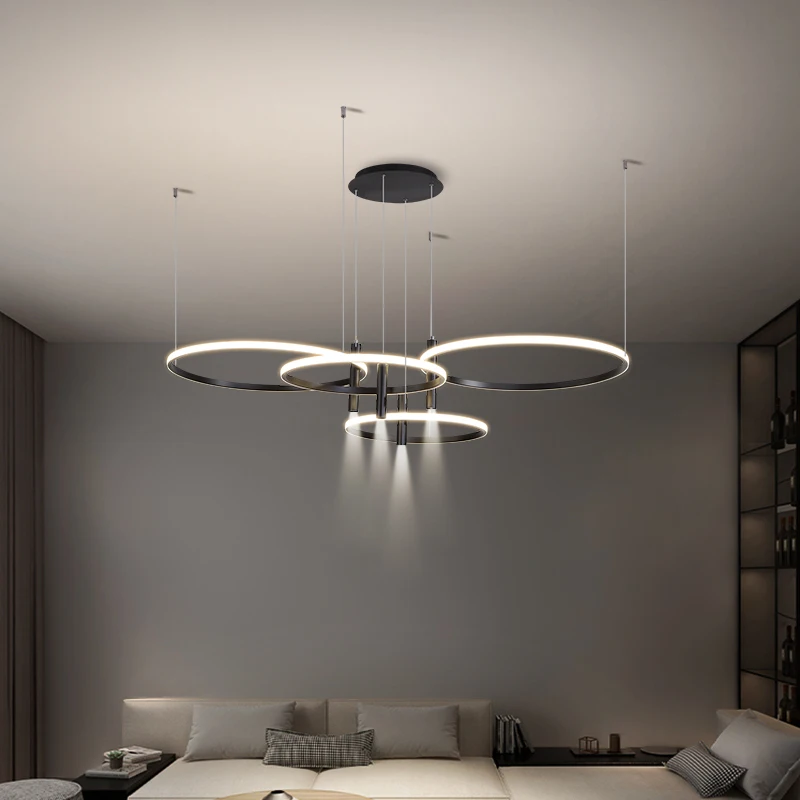 Modern Round Rings Led Chandelier Lighting For Living Study Room ...