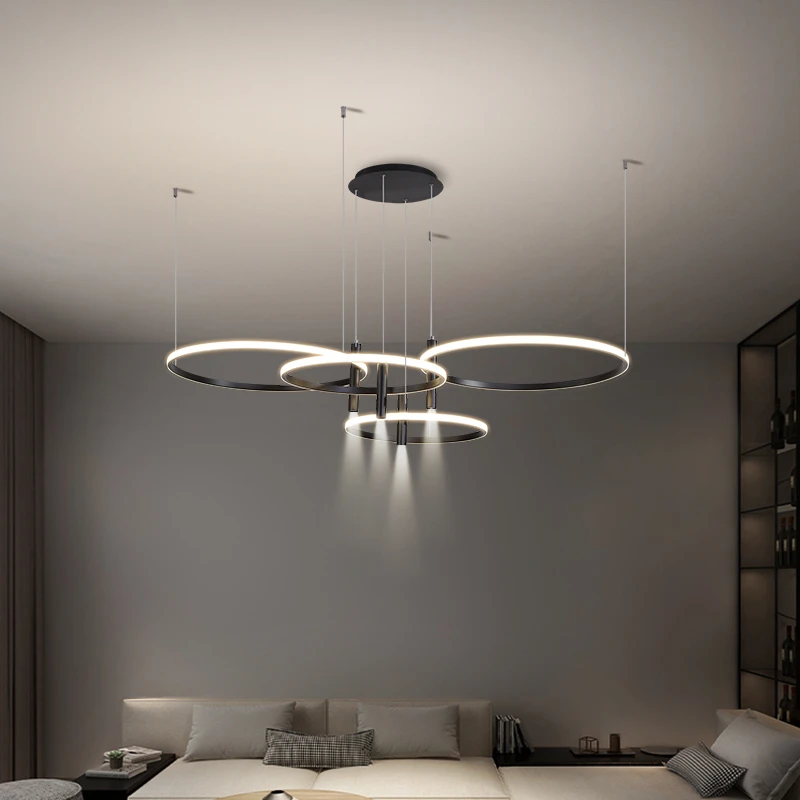 Modern Round Rings Led Chandelier Lighting For Living Study Room ...