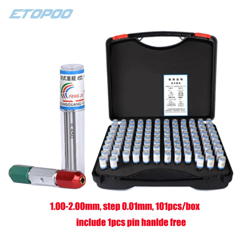 1.00~2.00mm Precision Steel Pin Gauge 1.00~2.00 Step 0.01mm Smooth Plug Gauge Hole Gauge Set Pin ...