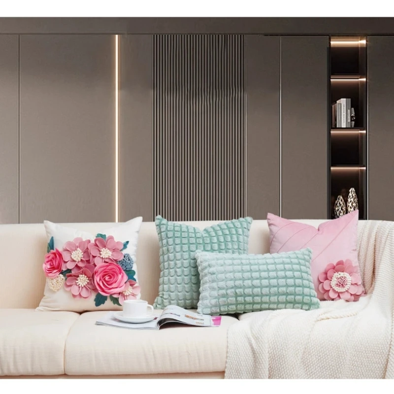 Modern Living Room, Flower Patchwork Decorative Cushion Cover, Homestay ...
