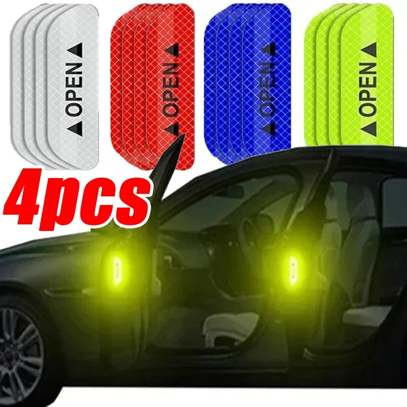 4-PCS-set-Car-Open-Reflective-Stickers-Tape-Warning-Mark-Night-Driving ...
