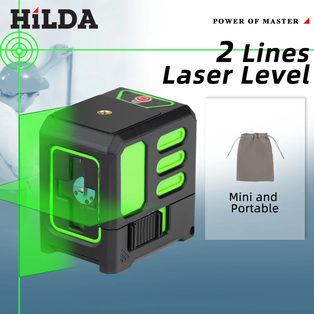 HILDA-Laser-Level-Green-2-Lines-Level-Ip55-15M-Self-Leveling-Horizontal ...