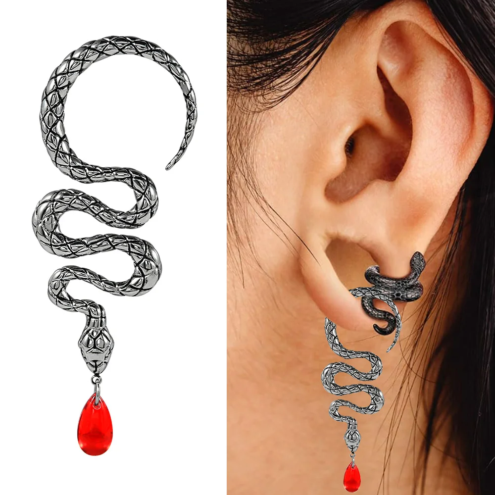 1PC-Copper-Snake-Twine-With-Red-Water-Drop-Ear-Weights-Hangers-For ...