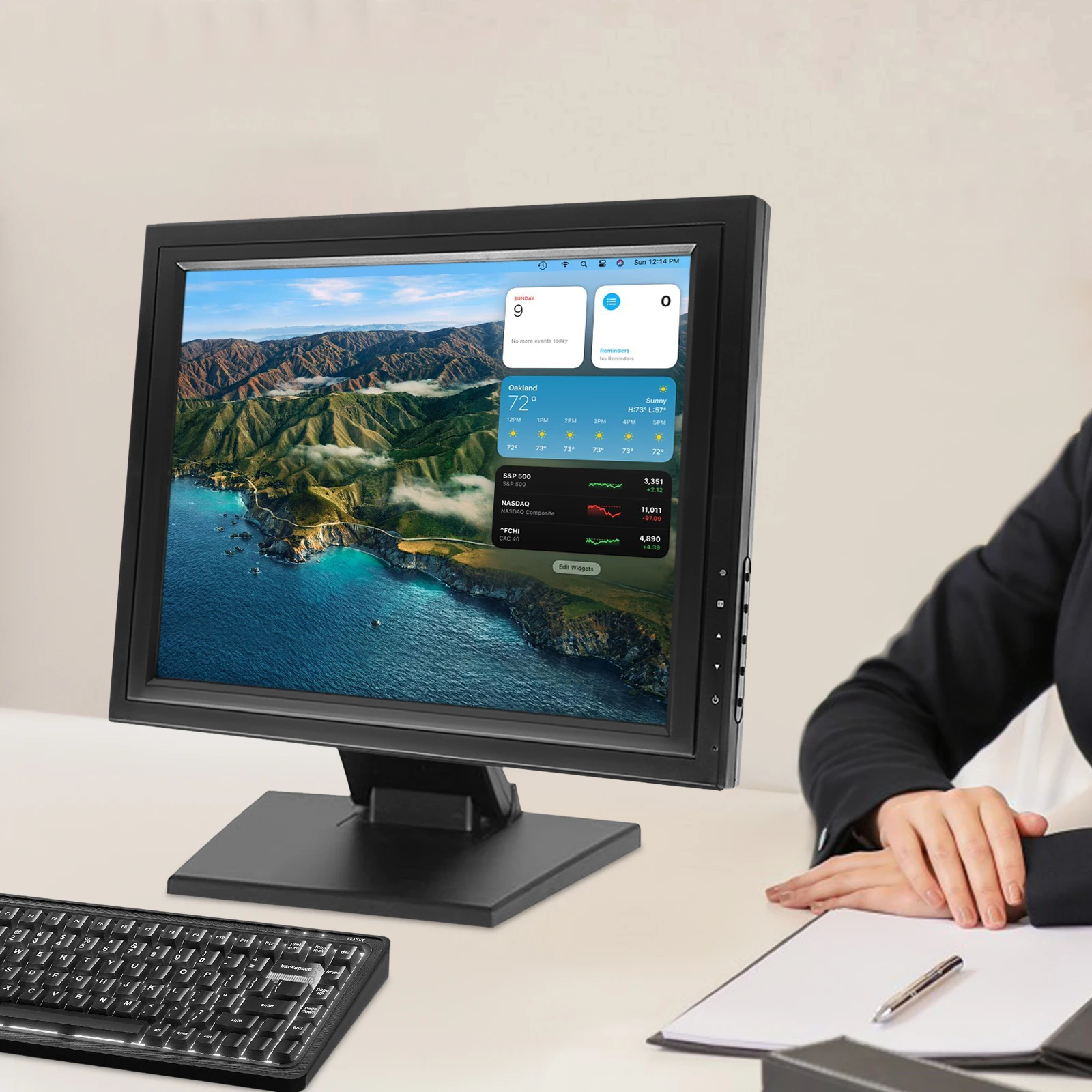 17" Touch Screen LED Monitor POS Touchscreen with Built-in Speaker ...