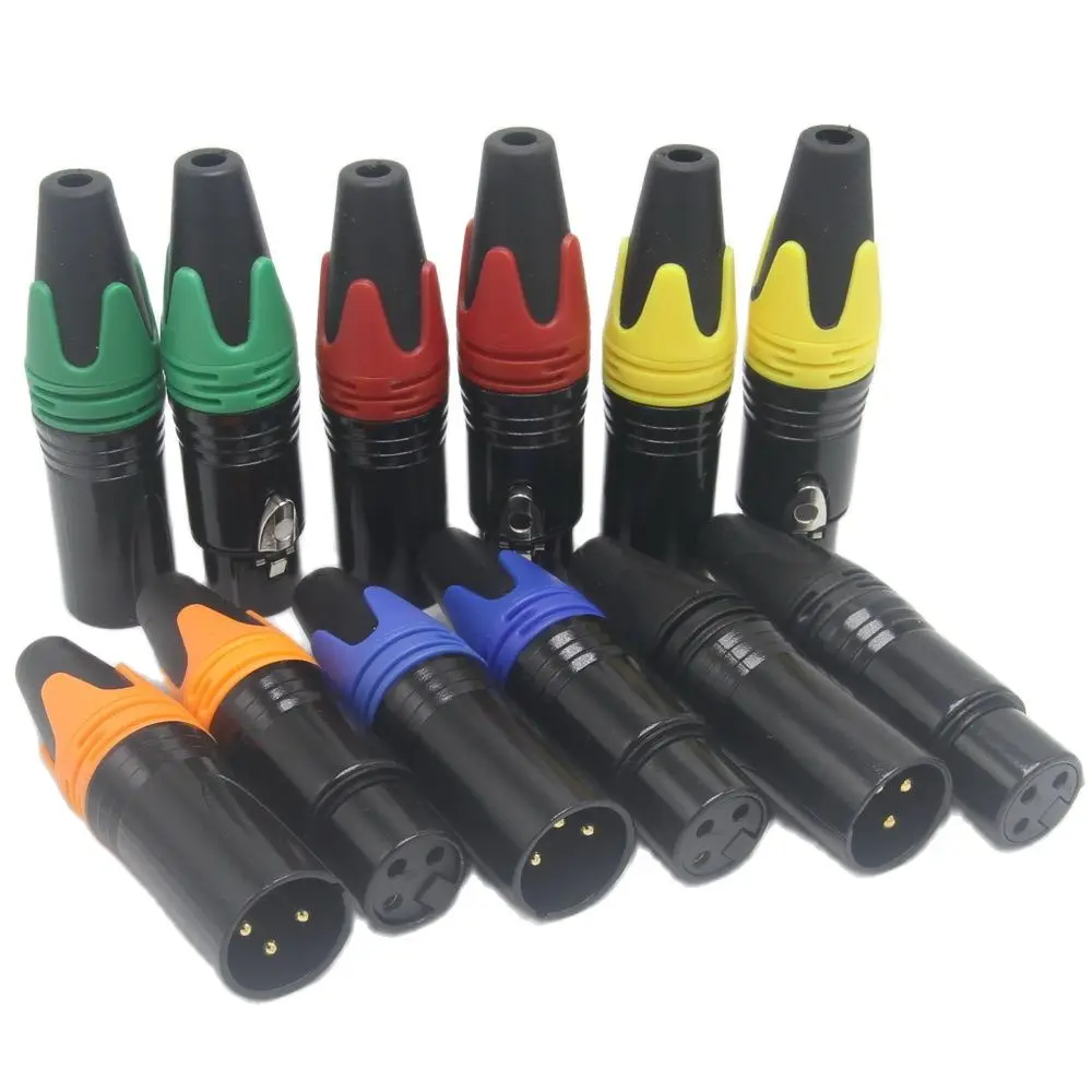 12pcs/lot 3pin Speaker Connector Male And Female Microphone Plug Colour ...