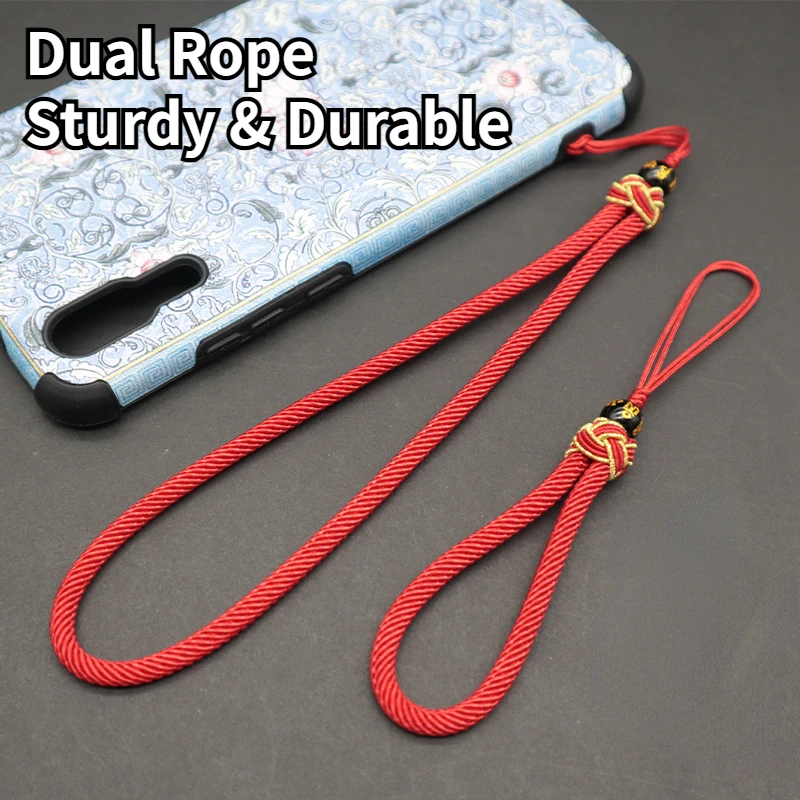 Handmade Phone Lanyard Dual Rope Anti-lost Anti-drop Keychain Wrist ...
