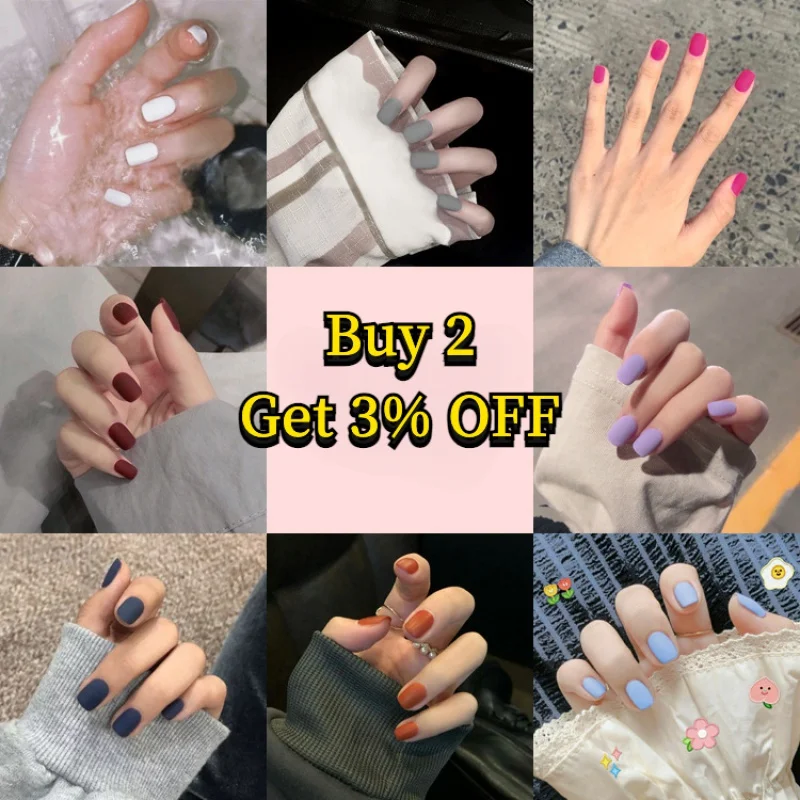24Pcs-Press-on-False-Nails-Full-Cover-Solid-Color-Push-Short-Matte-Fake ...