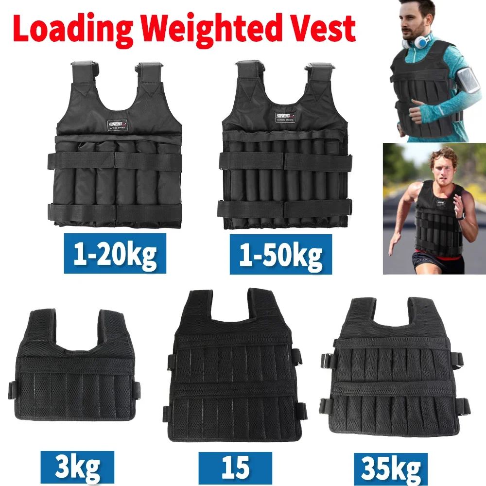 1-50kg Weighted Vest Adjustable Loading Weight Jacket Exercise ...