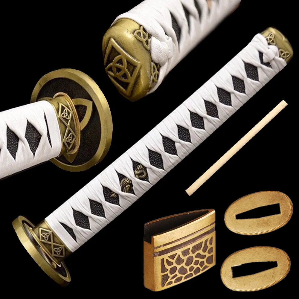 26cm-White-Leather-Tsuka-For-Japanese-Samurai-Katana-Sword-Guard ...