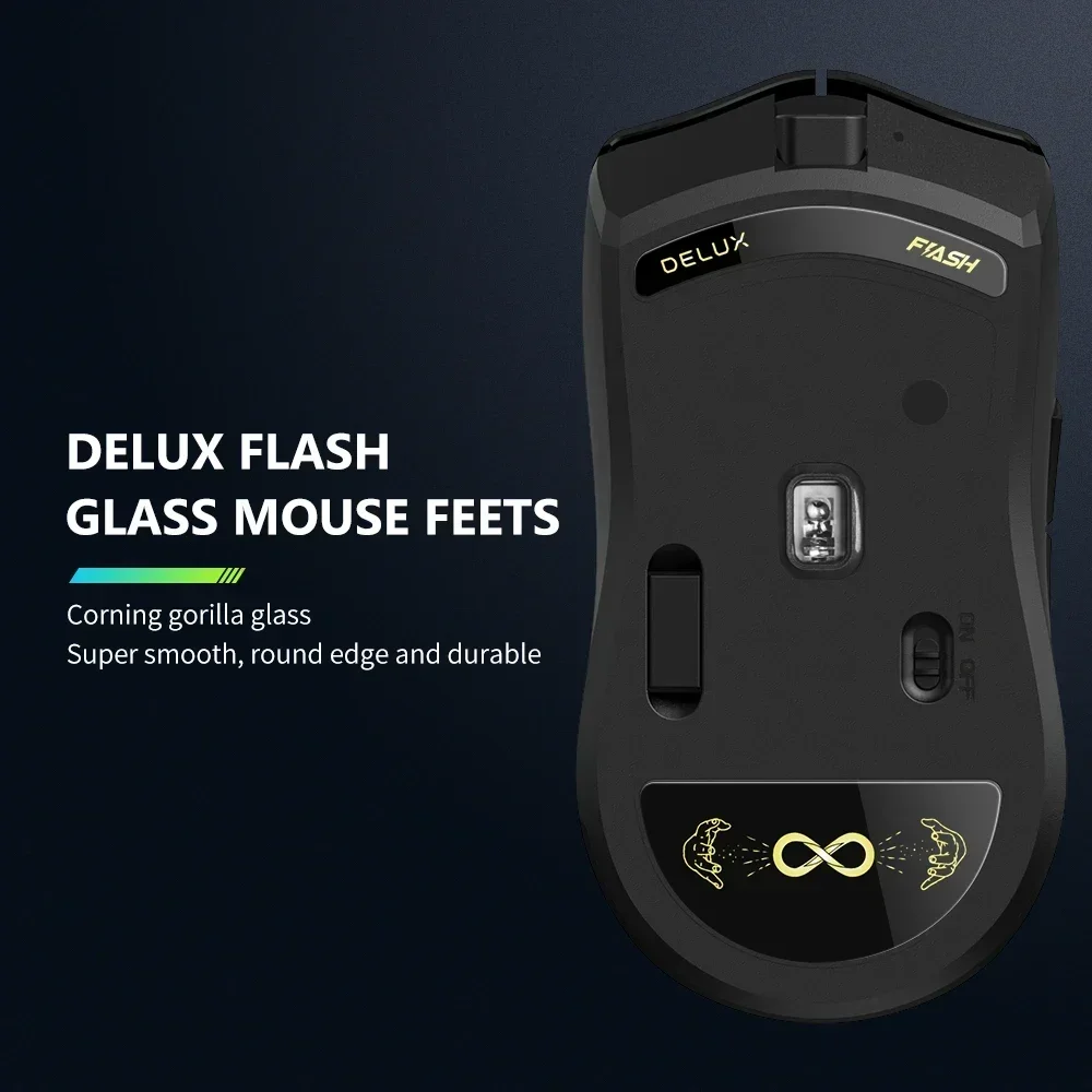 Delux M800 PRO PAW3395 Wireless Gaming Mouse Bluetooth Tri-Mode ...