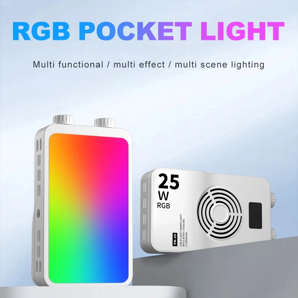 RGB Video Light 25W Pocket Camera Light Full Color Portable Photography ...