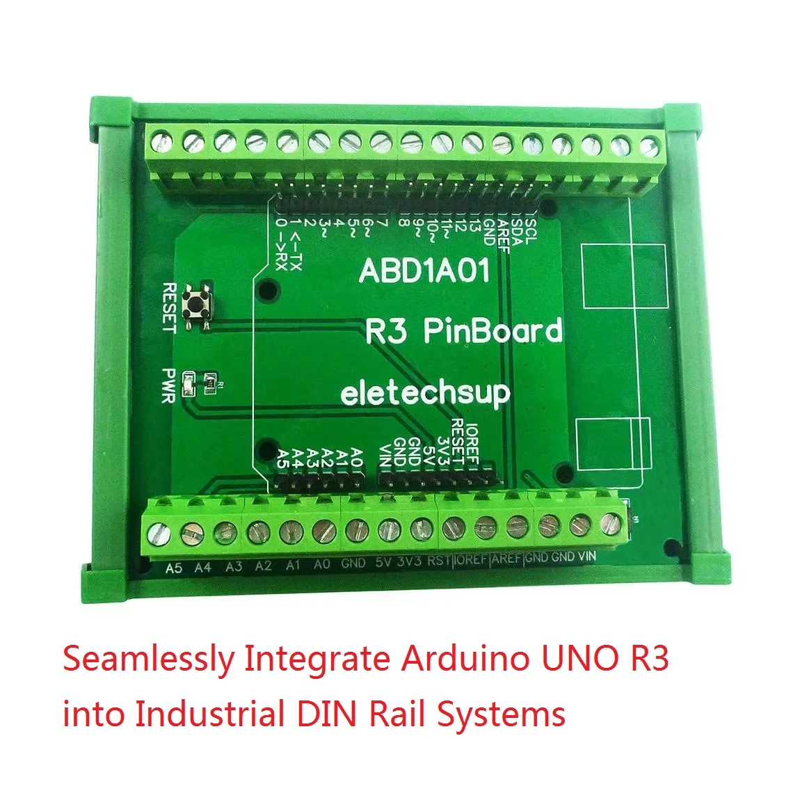 Industrial DIN Rail Terminal Block Adapter for Arduino UNO R3 5.08mm M3 ...