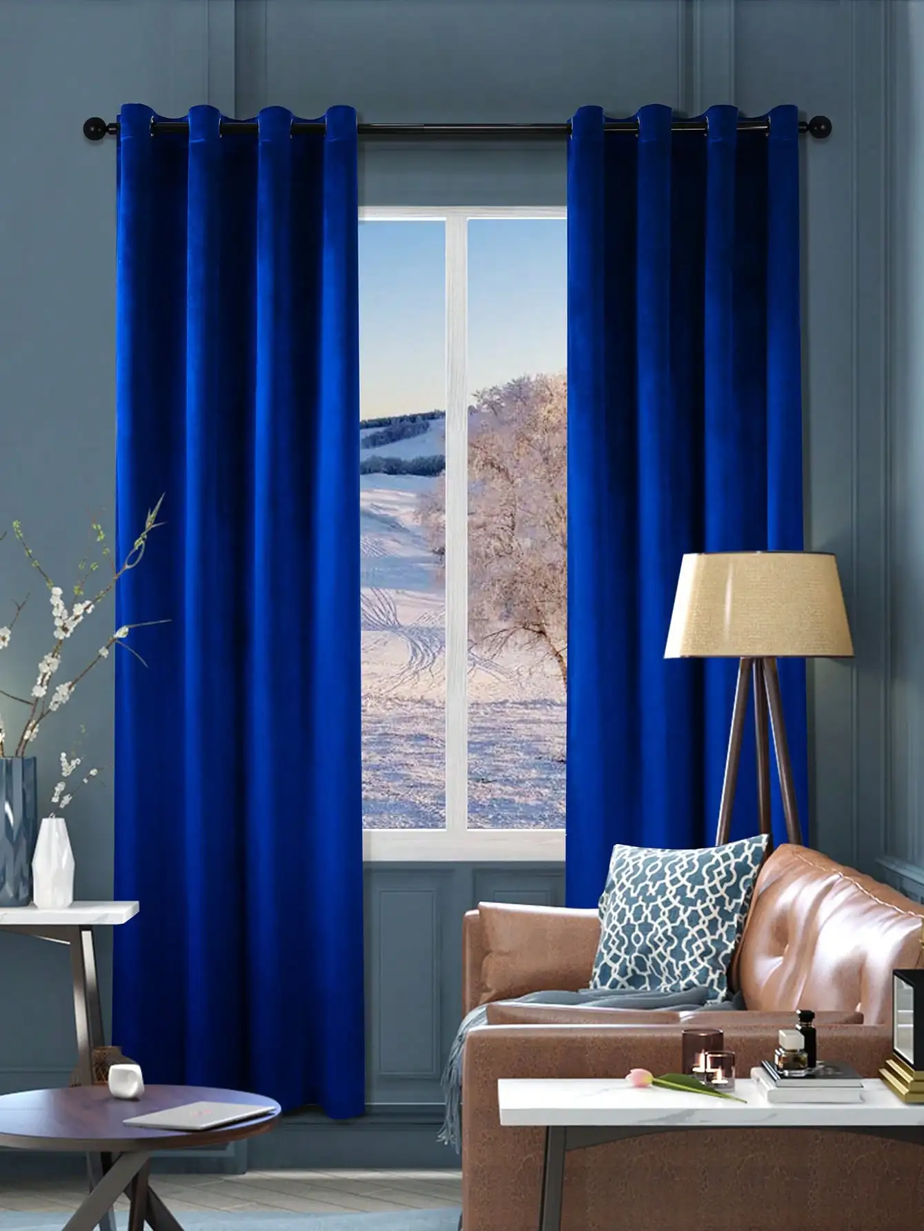 1pc-Blue-Color-Luxurious-Curtains-for-Living-Room-Velvet-Material-Thick ...